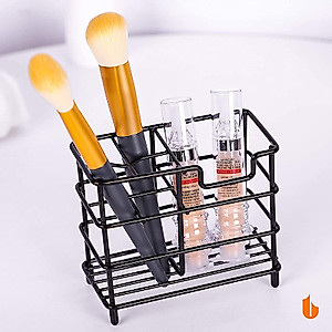 Urbanstrive 304 Stainless Steel Bathroom Toothbrush Holder Toothpaste Holder Stand Bathroom Accessories Organizer (Black, Small)