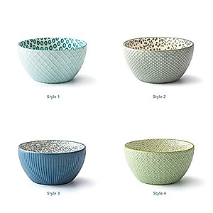 SULIVES Cereal Bowls Set of 4, 6 Inch Ceramic Bowls for Kitchen, Colorful Cute Serving Bowls Set for Soup Salad Pasta Ramen Fruit - 26 OZ