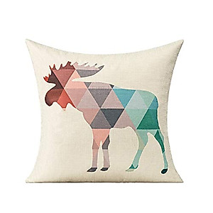 All Smiles Outdoor Summer Throw Pillow Covers for Outside Porch Patio Furnitures Decorative Animals Mountains Scene Bear Deer Cushion 18"X18" Decor Set of 4 for Couch Sofa