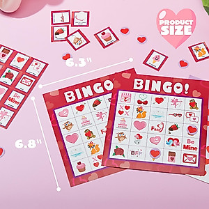 JOYIN Valentines Day Bingo Game Cards (5x5) – 28 Players for Kids Party Card Games, School Classroom Games, Love Party Supplies, Family Entertainment Activities