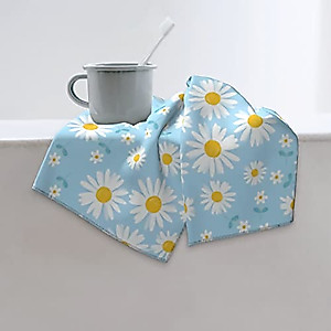 Daisy Flower Hand Towel - White Blue Print Bath Bathroom Towel Highly Absorbent Soft Guest Fingertip Towels