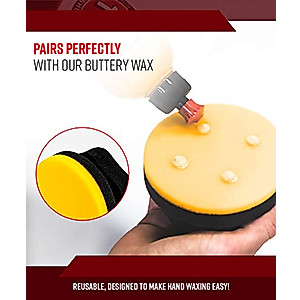 Adam's Yellow Hex Grip Car Wax Foam Applicator - Car Detailing Tool for Waxing Kit Glaze Sealant Liquid Paste Wax Ceramic Coating | Paint & Auto Part Accessories | Car Wash Kit Cleaning Supplies