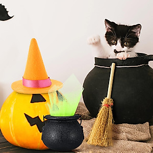 Deekin 48 Pcs Halloween Party Decorations Witch Accessories, Include Mini Witch Hat and Witch Broom, Miniatures Plastic Cauldron Pot and Mesh Gauze for Halloween Wizard Theme Party Favor, DIY Craft