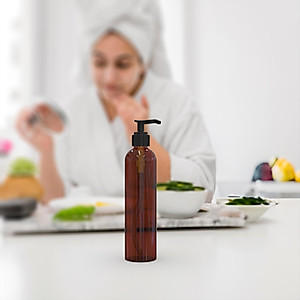 BRIGHTFROM Lotion Pump Bottles, Empty 8 OZ, BPA-Free Refillable Plastic Containers, Amber with Black Dispenser for - Soap, Shampoo, Lotions, Liquid Body Soap, Creams and Massage Oil (3 PACK)