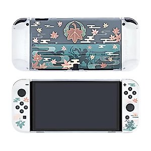 ENFILY Cute Genshin Impact Kaedehara Kazuha Case Compatible with Nintendo Switch OLED, Dockable Case Cover, Ergonomic Soft TPU Grip Case for Joycon, Sparkle Skin Set