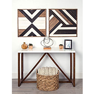 Kate and Laurel Ballez Shiplap Wood Plank Art, Black, White and Rustic Brown