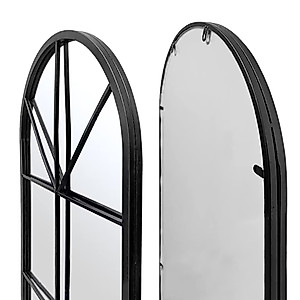 Dewfig Arched Wall Full Length Mirror 22"x65", Black Arched Window Mirror, Vanity Mirror for Bathroom, Bedroom, Entryway, Wall Mirror Full Length with Metal Frame, Arch Top Wall Mirror, Black