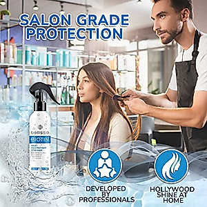 Biotin Heat Protectant Spray for Hair with Moroccan Argan Oil - Leave in Deep Conditioner for Dry Damaged Hair - Thermal Protection Styling and Treatment Products for Women – Salon Grade Products