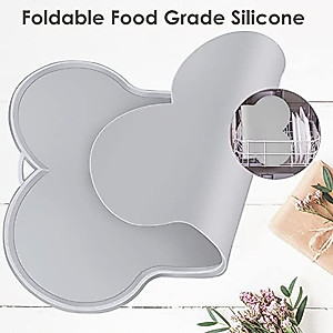 UPSKY Dog Cat Food Mat Dog Bowl Mat Large 22" x 16" Silicone Dog Feeding Mat for Food and Water, Waterproof Pet Placemat Non-Spil Puppy Tray Bone Shaped with Raised Edge