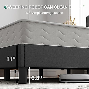 Novilla Queen Size Bed Frame Upholstered Platform Queen Bed Frame with Adjustable Headboard, Strong Weight Capacity, No Box Spring Needed, Easy Assembly, Grey