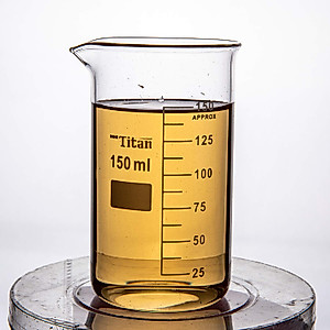 JRLGD 150ml Tall Form Borosilicate Glass Beaker, with Spout and Graduation, Pack of 6