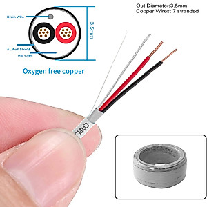 Shielded Alarm Control Cable, 22 AWG 2 Conductors (7 Strand) Riser Alarm Cable, 125ft, Full Copper, for Fire/Sound/Security Burglar Station Wire Security by InstallerCCTV