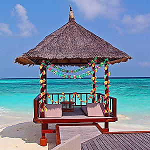 6 Pieces Long Tropical Flower Garland Multicolored Paper Tissue Garland Hawaiian Flower Garland for Luau Hawaiian Themed Party Supplies