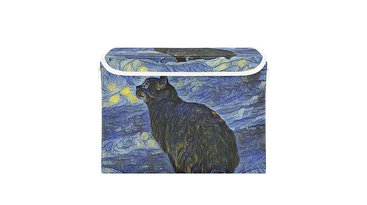 Joisal Van Gogh Painting Cat Flip-Top Storage Containers for Organizing