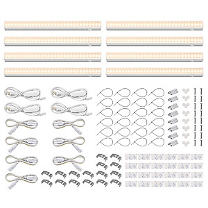Barrina Grow Lights for Indoor Plants, Full Spectrum Sunlight, 1ft Plant Light, LED Grow Light, T5 Grow Light Strip, Plug and Play, Yellow, 8-Pack