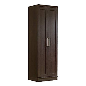 Sauder HomePlus Storage Cabinet, Dakota Oak Finish & 419496 Miscellaneous Storage Storage Cabinet, L: 29.375" x W: 16.125" x H: 71.125", Cinnamon Cherry Finish