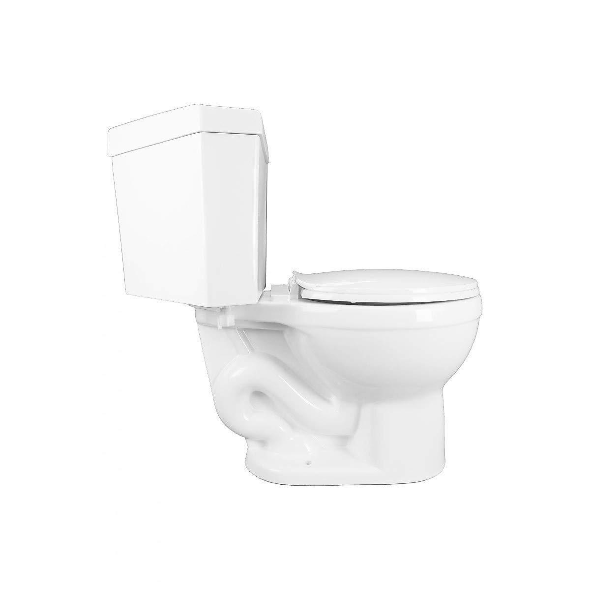 Renovators Supply Troyt Compact Corner Bathroom Toilet, 2-Piece Round - 0.8/1.6 GPF High Low Top Tank Button Flush WaterSense - ADA Heavy Duty Porcelain