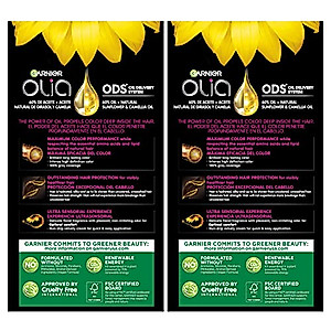 Garnier Hair Color Olia Ammonia-Free Brilliant Color Oil-Rich Permanent Hair Dye, 1.0 Black, 2 Count (Packaging May Vary)