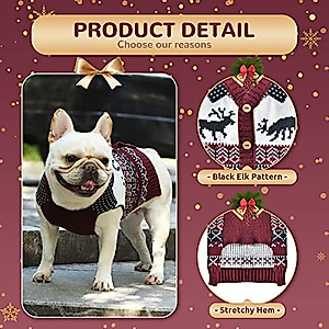 BAEJMJK Dog Christmas Sweater Xmas Pet Dog Turtleneck Clothes for Small Medium Large Dogs Soft Warm Puppy Cat Knit Jumper Dog Outfits Dog Pullover for Fall Winter Red Elk（A,2X-Large）