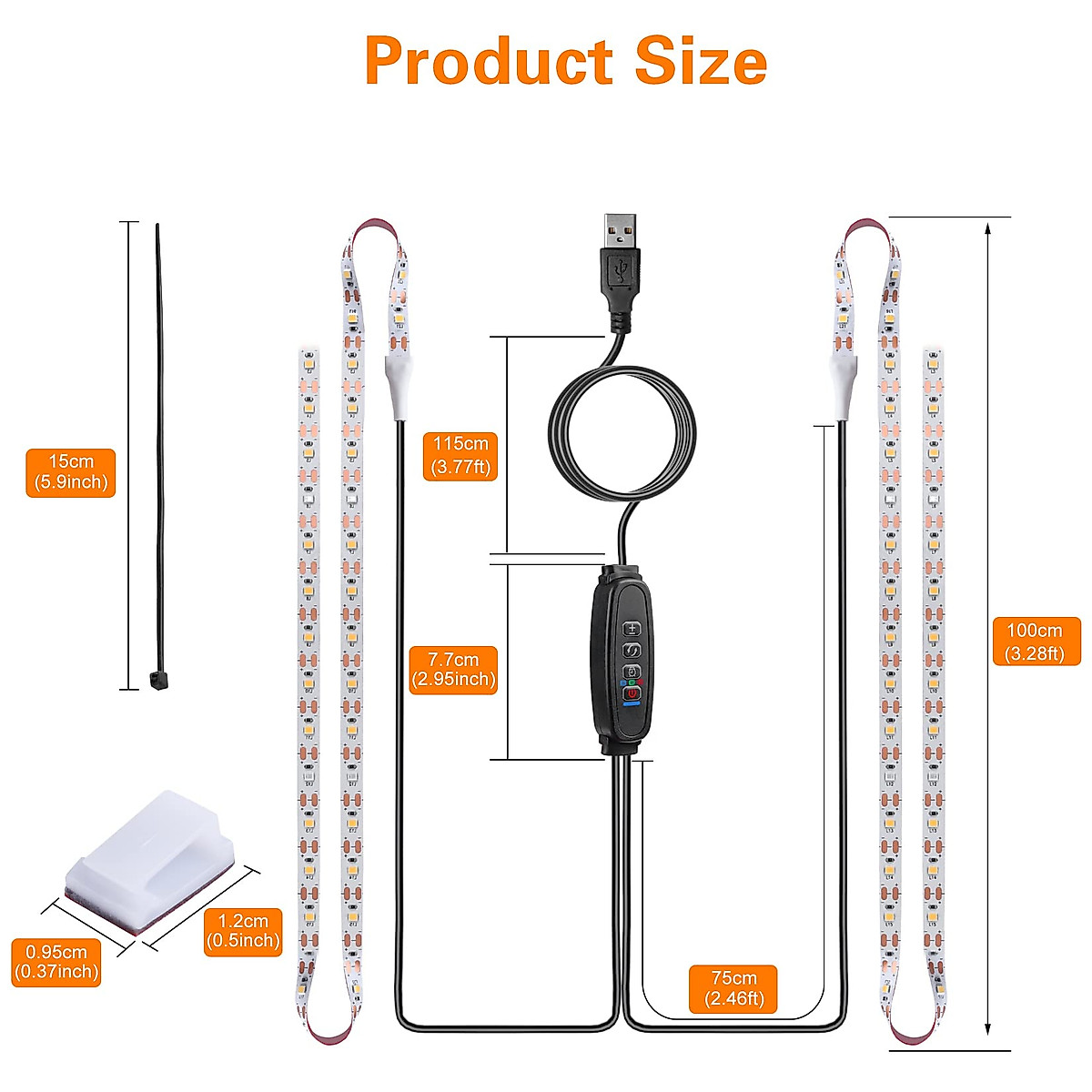 Grow Light Strip waterproof Grow Lights for Indoor Plants Full Spectrum plant grow lights indoor with Auto ON/Off Timer White Red 120 LEDs Sunlike Grow Lamp for plant light for indoor plants （6.56FT）