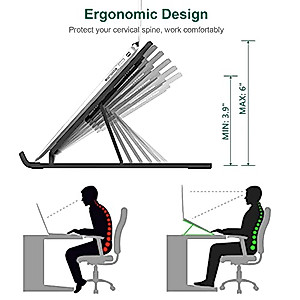 Harita Foldable Laptop Stand, Laptop Holder Riser Computer Stand, Adjustable Height Portable Notebook Stand, Compatible with 10-15.6” Laptops and Tablets (Black)
