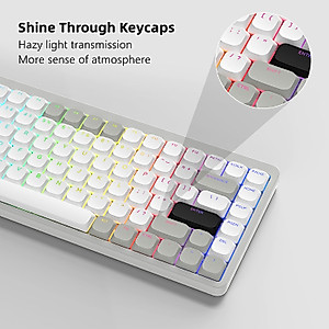 Womier Low Profile Keycaps - Shine Through Keycaps 60 65 75 100 Percent, Keyboard Key caps PBT Full Size for Cherry Gateron MX Switches Mechanical Keyboard, Grey/White