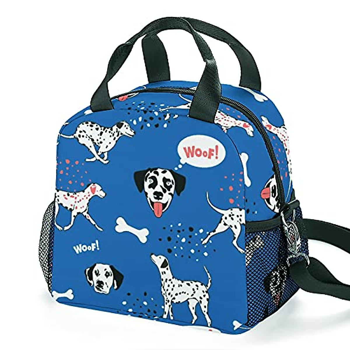 YCGRE Kids Blue Lunch Bag with Dog Design, Polyester, 10 x 6.5 x 8.9 in