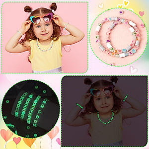 Round Letter Beads, DECYOOL 700Pcs 4×7mm Glow in The Dark Letter Beads, Glow Acrylic Alphabet Beads for Bracelet Necklace DIY Jewelry Making