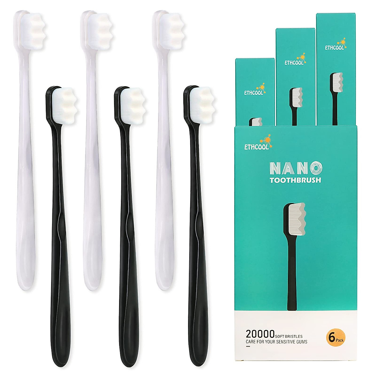 6 Pack Toothbrushes Soft Toothbrushes for Adults Extra Soft Toothbrushes for Sensitive Gums Ultra Soft Toothbrushes with 20000 Bristles for Bleeding Gums Ideal for Elder Pregnant Kids Home Travel