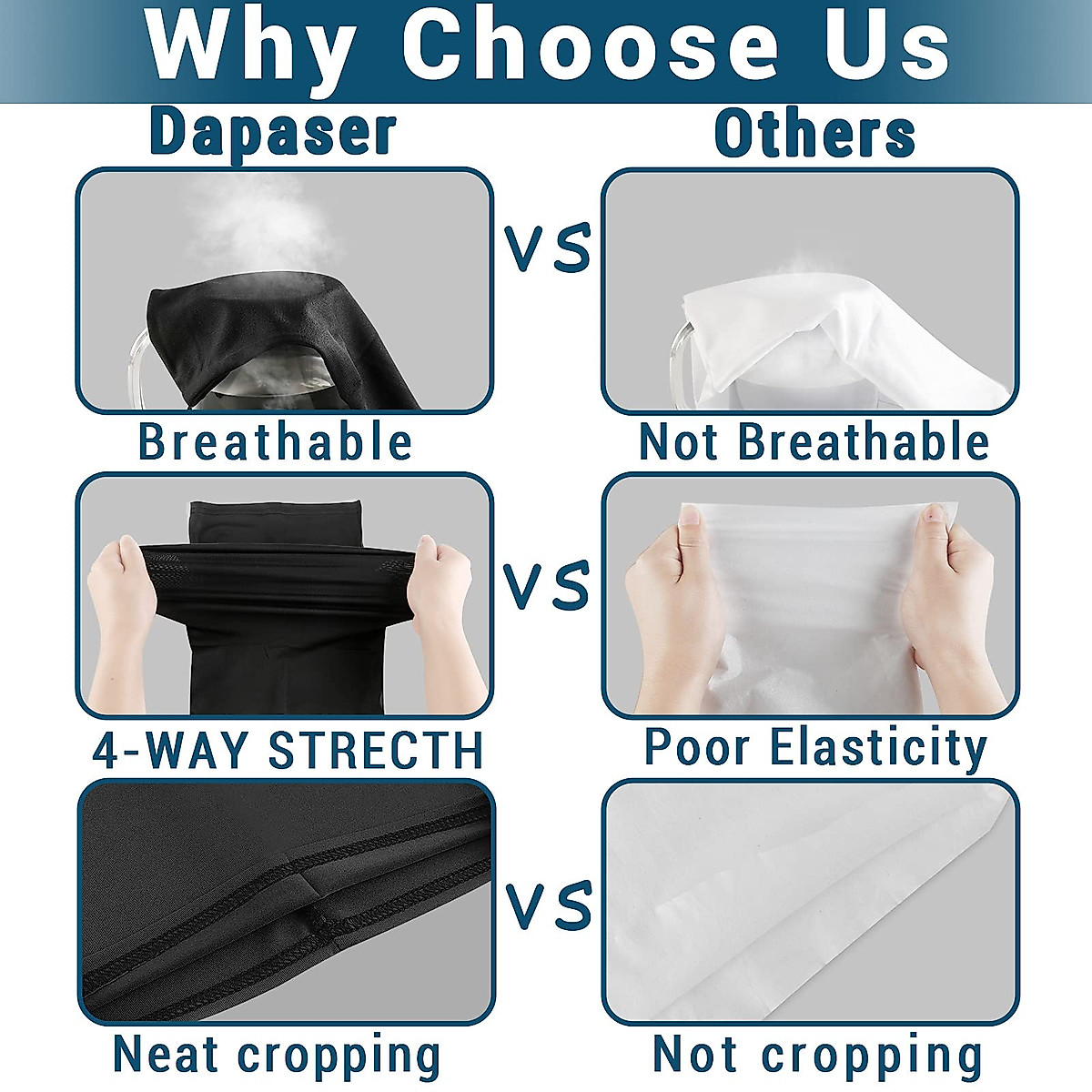 Dapaser 8 Pack Neck Gaiter Balaclava Gator Face Mask UV Protection Breathable Face Bandanas Neck Cover for Men Women