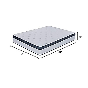 Olee Sleep 12 Inch Euro Top Gel Memory Foam Spring Hybrid Mattress Full, Mid Night, Mattress In a Box, King