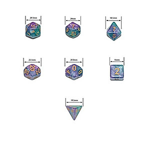 SmartDealsPro 6 x 7 Sets (42 pcs) Glitter Polyhedral Dice Sets with Pouches for DND RPG MTG Dungeon and Dragons Table Board Roll Playing Games D4 D8 D10 D12 D20 (6 Sets)