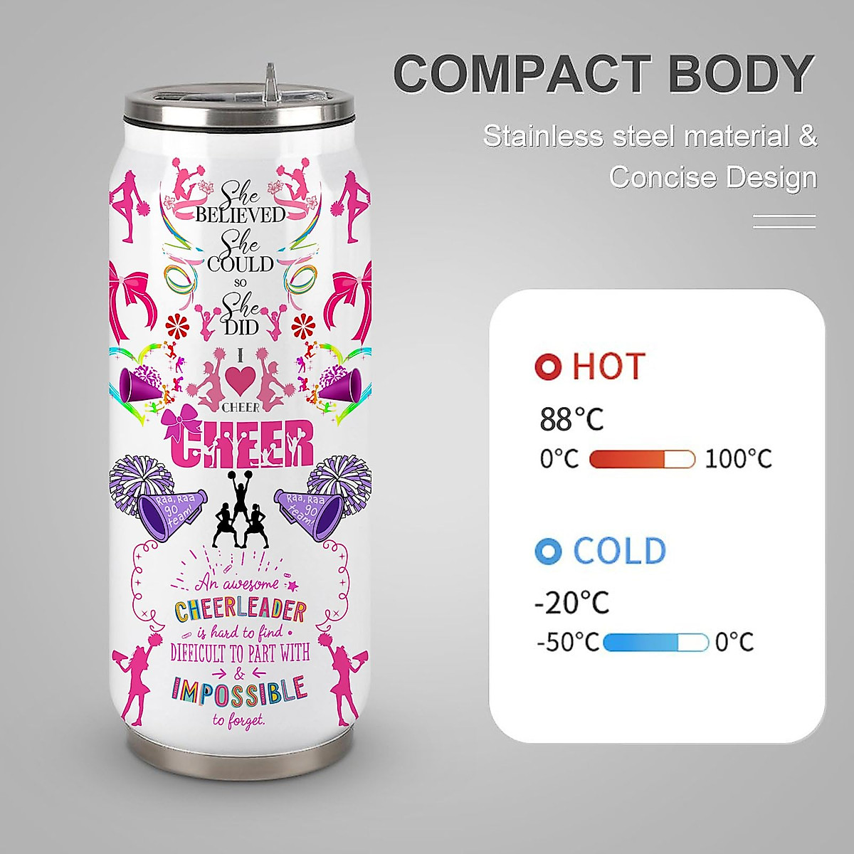 YOPIGOT Cheerleader Tumbler Gifts,Cheerleader Gifts For Girls Women,Cheerleading Gifts,Cheer Gift Ideas,Cheer Gifts,Cheer Girl Gifts,Gifts For Cheerleader Stainless Steel Tumbler 17oz