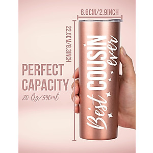 Onebttl Cousin Gifts - 20oz Insulated Stainless Steel Tumbler with Lid- Best Cousin Ever- Gifts for Cousin - for Birthday, Christmas