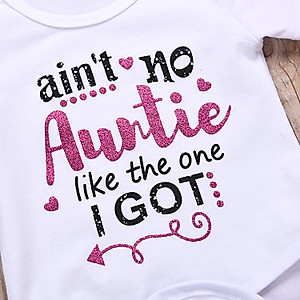 3Pcs/Set Newborn Baby Girls Outfit Auntie Bodysuit Romper with Headband+Donuts Long Pants Clothes Set (Pink, 0-6M)