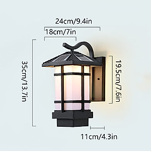 CHENBAI Rectangle Solar Powered Wall Lantern Chinese Style Outdoor LED Wall Lamp Creative AluminumWaterproof Porch Lights Lighting Fixture for Courtyard Garden Entrance Terrace Home