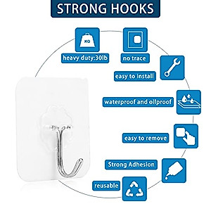 YYwingek 8pcs Wall Hooks and 8 Pack Thickened Heavy Duty Self Adhesive Hooks
