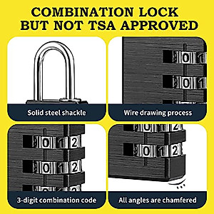 4 Pack Small Combination Lock，3 Digit Locker Lock with 9/16 in. Width Shackle，Small Combination Padlock for Luggage，Suitcase, Backpack