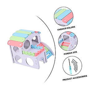 Ipetboom 2 pcs Mini Colorful Sleeping Play Exercise Houses Climbing Hamster Cabin Small Chic Funny Guinea Hut Habitat Chew Toys and Chews with Nest Cage Gerbil Hideouts Hideaway Rat Animal