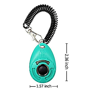 OYEFLY Dog Training Clicker with Wrist Strap Durable Lightweight Easy to Use, Pet Training Clicker for Cats Puppy Birds Horses. Perfect for Behavioral Training 2-Pack (Black and Water Lake Blue)