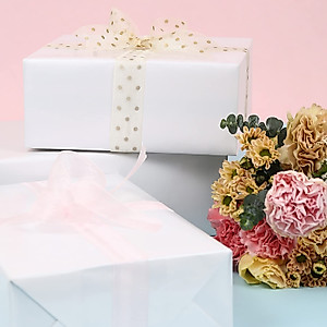 CAMKUZON White Wrapping Paper for Wedding, Baby Shower, Christmas, Holiday, Birthday, Mother's Day - Solid Color Pearly White Gift Wrap Paper Roll - 17.4 Inch X 33 Feet