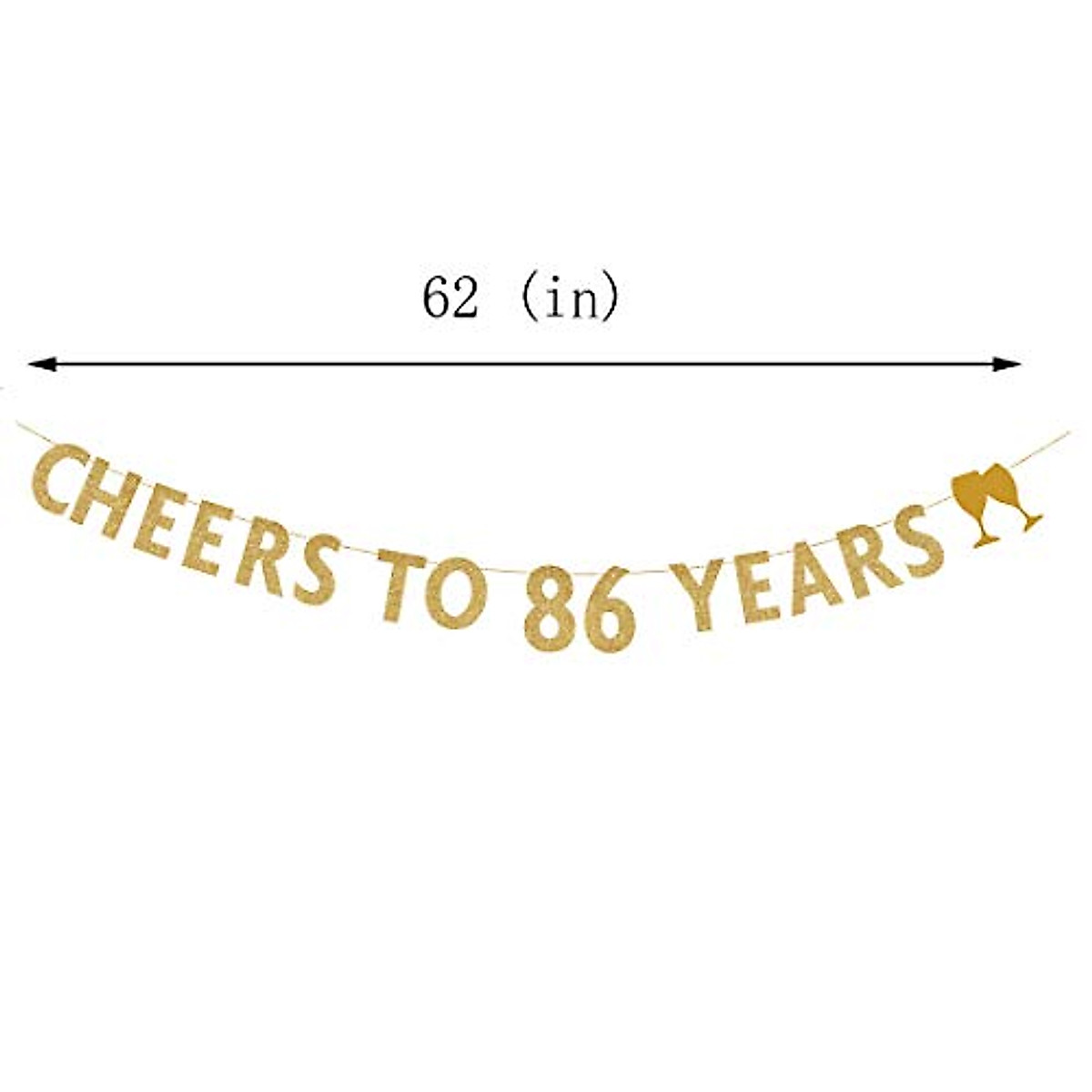 MAGJUCHE Gold glitter Cheers to 86 years banner,86th birthday party decorations