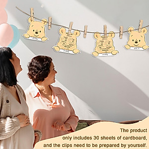 30PCS Winnie Baby Shower Prediction Cards, Baby Shower Advice Cards, Advice Games Card for New Parents, Baby Shower Cards for Baby Shower Decorations, Baby Shower Party Activity Supplies 6 * 6IN