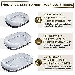 pettycare Orthopedic Dog Bed for Large Dogs with Memory Foam, Waterproof Pet Bed Soft Sofa with Washable Removable Cover Anti-Slip Bottom, Extra Head and Neck Support Sleeper, 38” Grey