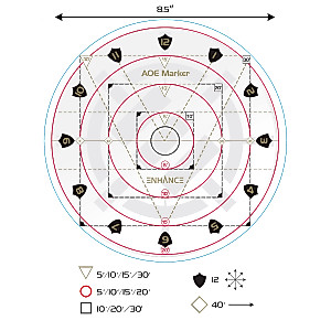 ENHANCE 30ft Spell AOE Damage Template - DND Area of Effect Marker for 1" Battle Grid Mat or Grid-Less Terrain - Upgraded Measure Tool Quickly Determines Spell Effects - Perfect for Tabletop RPG DMS