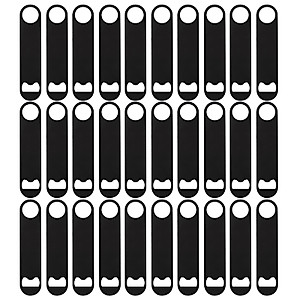 ZCYSRLQIN 30 Pcs Flat Bottle Opener 7 Inch Black Stainless Steel Beer bottle Openers Heavy Duty Bar Blade Solid Bottle Cap Opener Funny Bartender Bottle Opener for Kitchen Restaurant Party Supplies