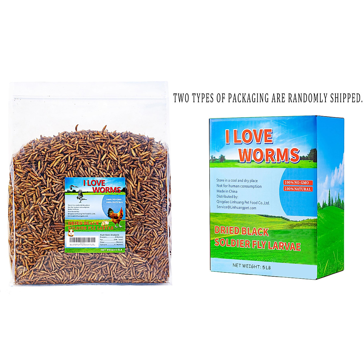 I LOVE WORMS Dried Black Soldier Fly Larvae (5lb), 100% Natural Non-GMO, Treat for Chickens, More Calcium Chicken Feed Than Mealworms