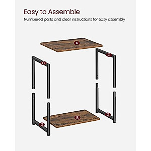 VASAGLE Side Tables Set of 2, Small End Table, Nightstand for Living Room, Bedroom, Office, Bathroom, Rustic Brown and Black ULET272B01