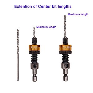 Adjustable Countersink Drill Center Bit for Replacement - 1/8" x 2 51/64 in (3 x 71mm)