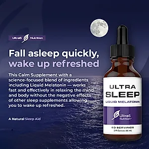 Ultra6 Nutrition Melatonin Drops with Valerian Root - Liquid Melatonin Sleeping Supplement with 5 HTP & Passion Flower - A Liquid Sleep Aid Strength Blend for Adults